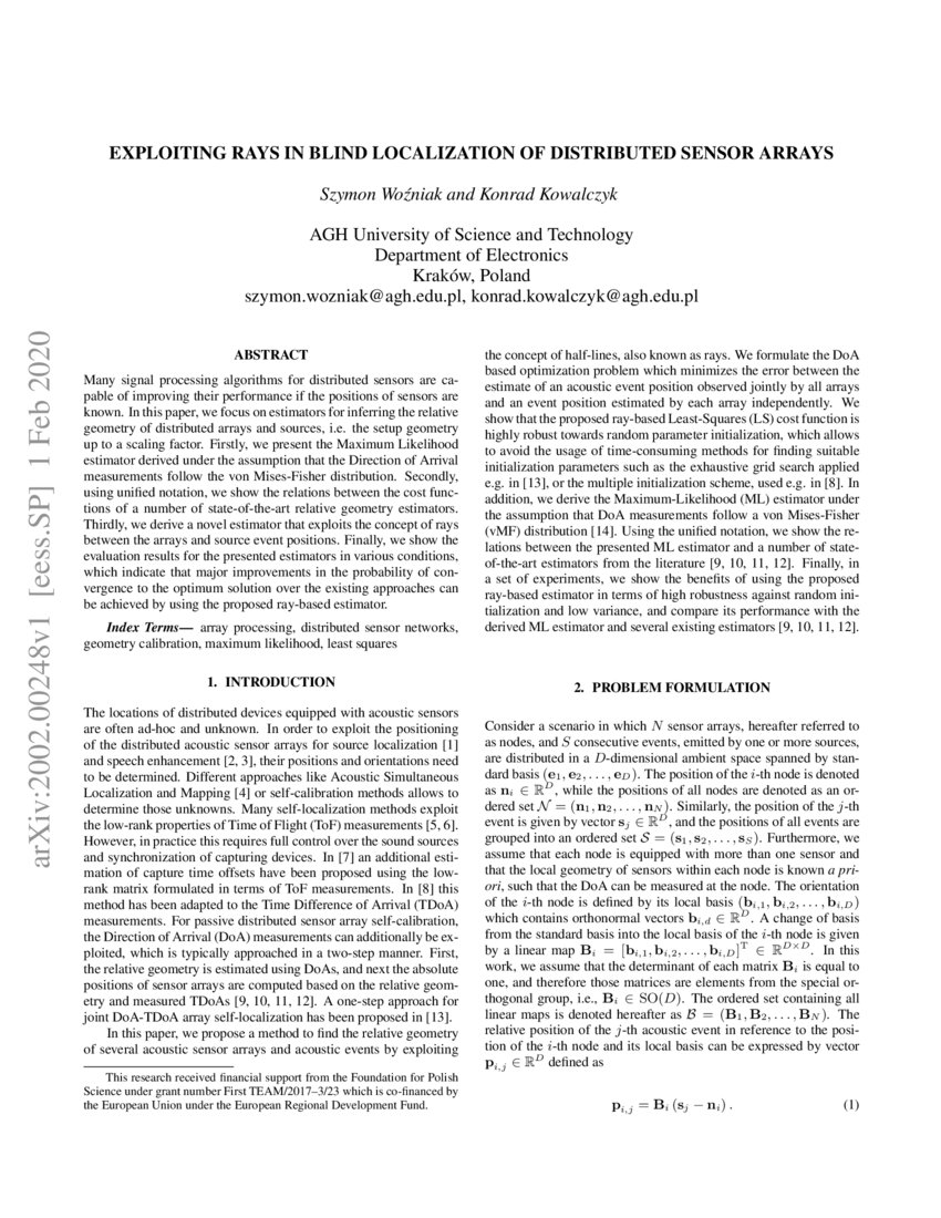 Exploiting Rays in Blind Localization of Distributed Sensor Arrays | DeepAI
