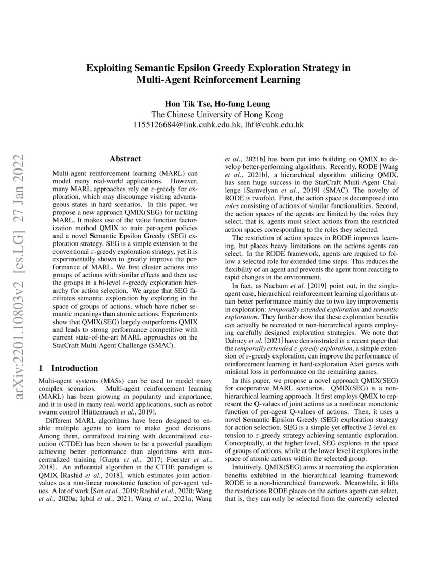 Exploiting Semantic Epsilon Greedy Exploration Strategy in Multi-Agent Reinforcement Learning ...