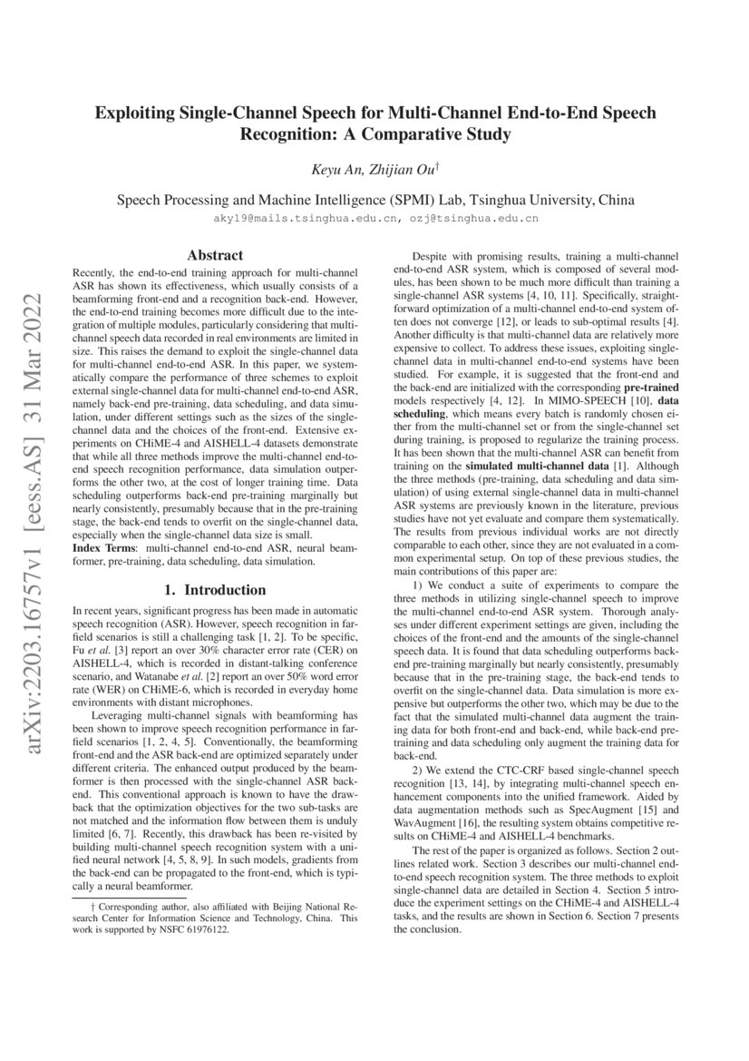 Exploiting Single-Channel Speech for Multi-Channel End-to-End Speech Recognition: A Comparative ...