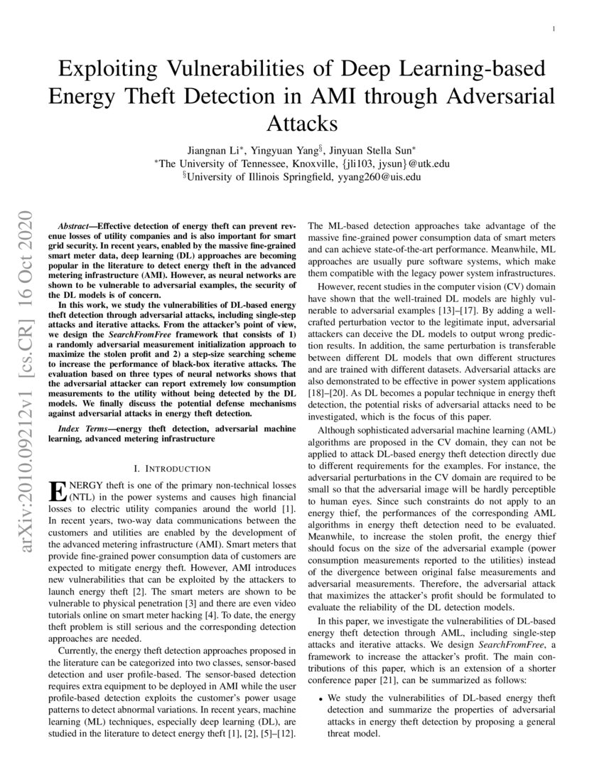 Exploiting Vulnerabilities Of Deep Learning Based Energy Theft Detection In Ami Through