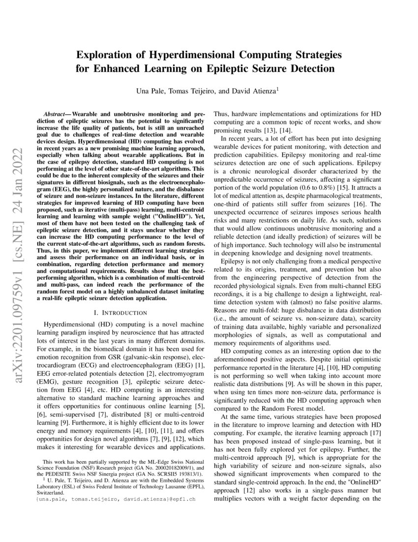 Exploration of Hyperdimensional Computing Strategies for Enhanced Learning on Epileptic Seizure ...
