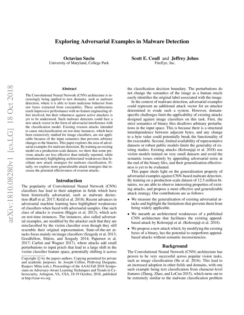 Exploring Adversarial Examples in Malware Detection | DeepAI