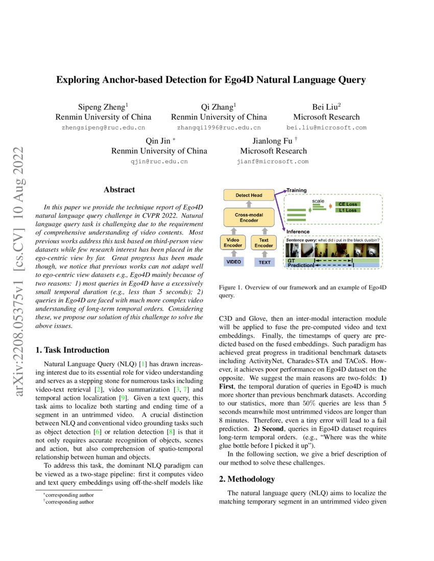 Exploring Anchor-based Detection for Ego4D Natural Language Query | DeepAI