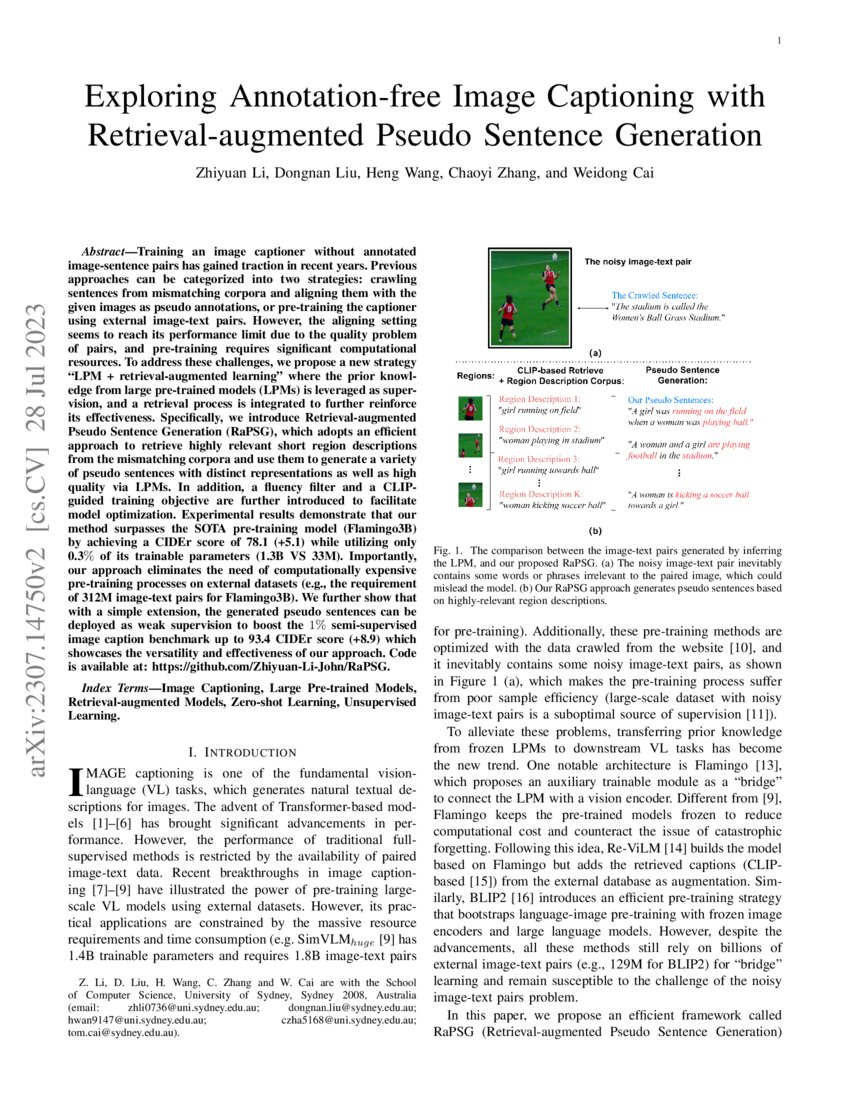 Exploring Annotation Free Image Captioning With Retrieval Augmented Pseudo Sentence Generation