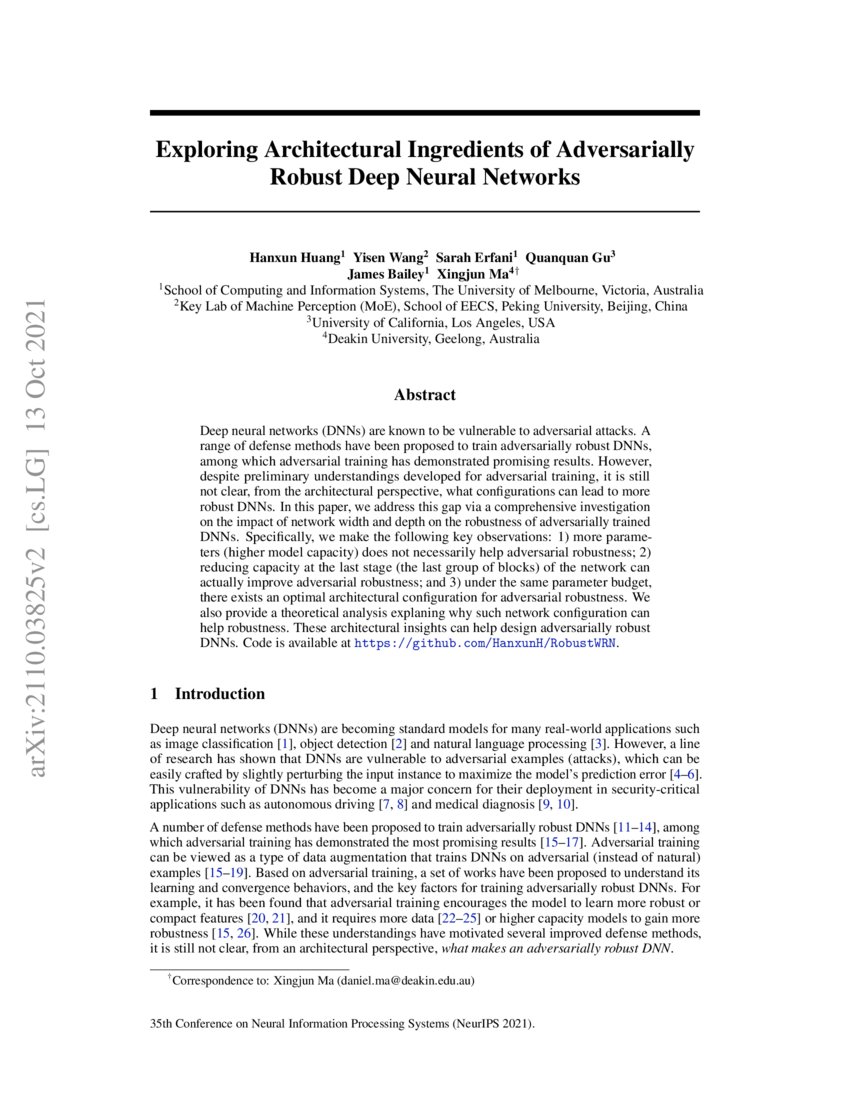 Exploring Architectural Ingredients of Adversarially Robust Deep Neural Networks | DeepAI