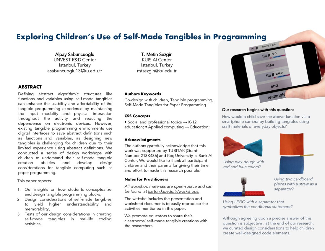 Exploring Children's Use of Self-Made Tangibles in Programming | DeepAI