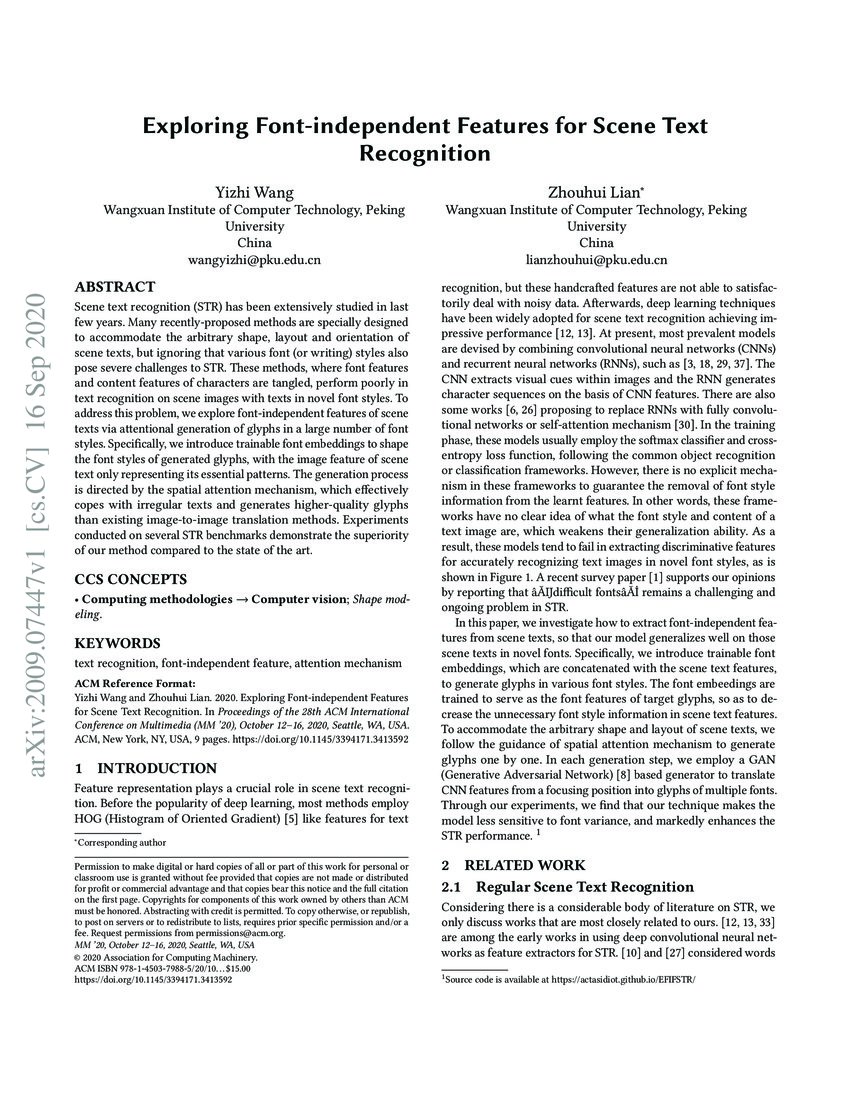 Exploring Font-independent Features for Scene Text Recognition | DeepAI