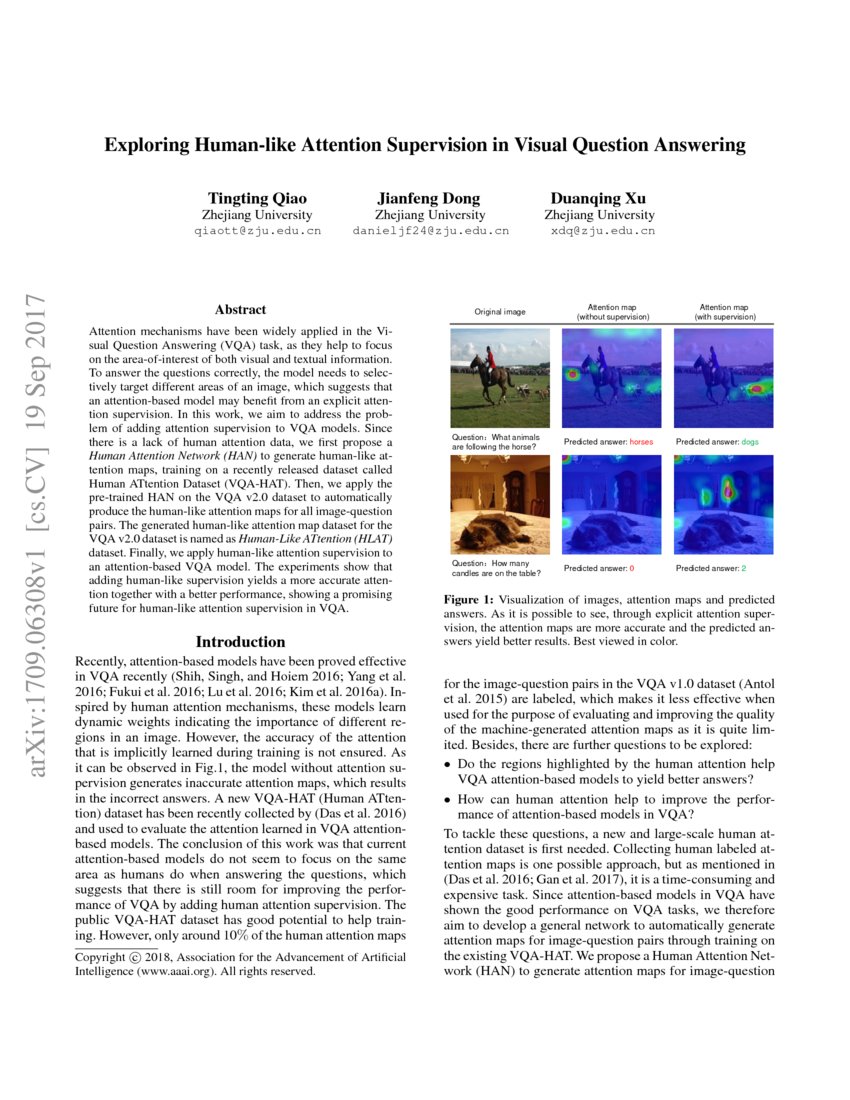Exploring Human-like Attention Supervision in Visual Question Answering ...