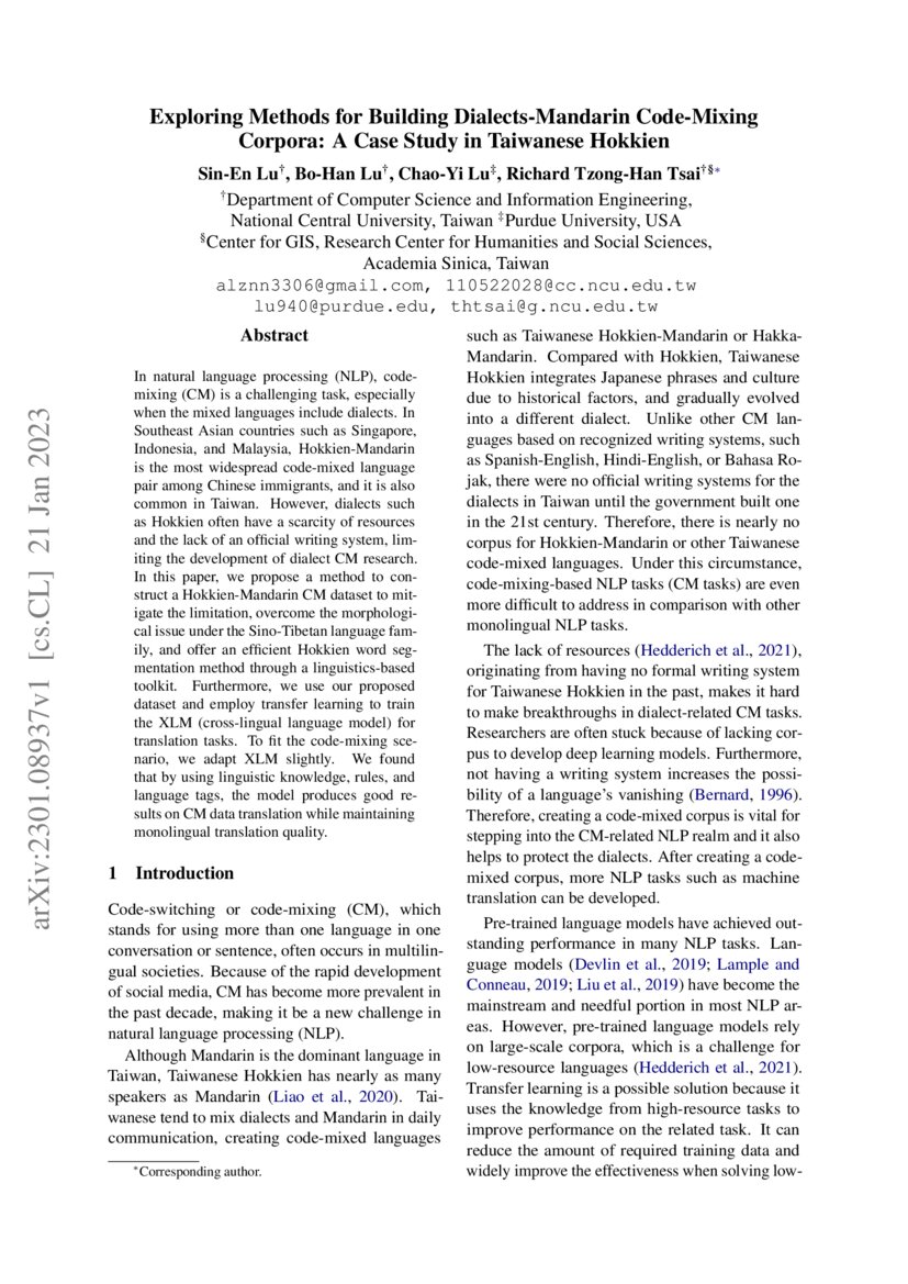 Exploring Methods for Building Dialects-Mandarin Code-Mixing Corpora: A Case Study in Taiwanese ...