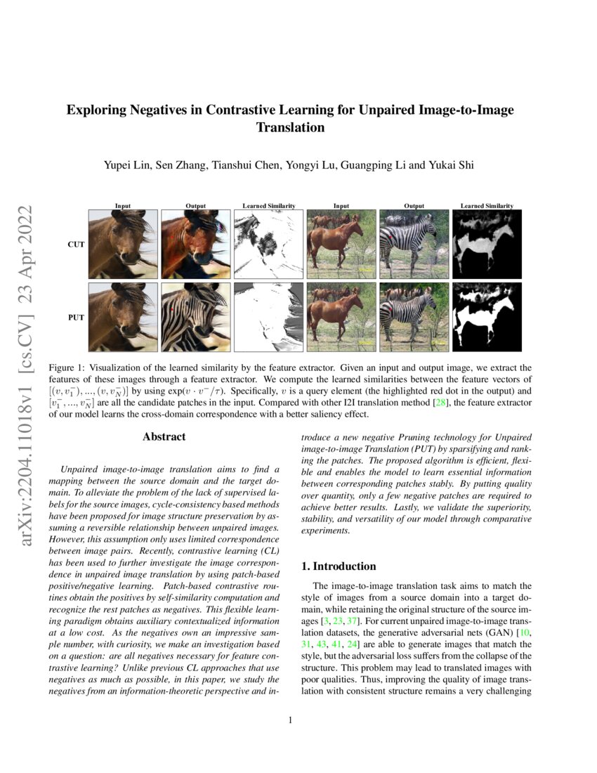 Exploring Negatives in Contrastive Learning for Unpaired Image-to-Image ...
