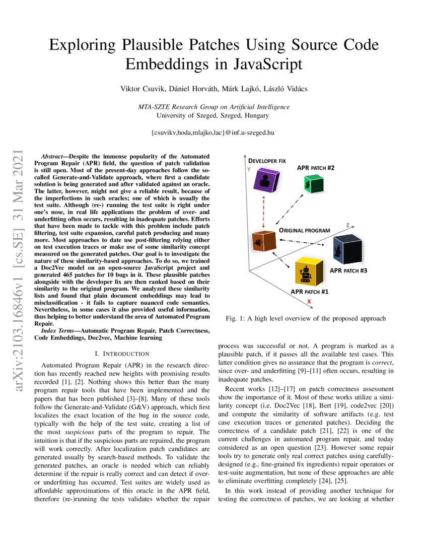 Exploring Plausible Patches Using Source Code Embeddings In Javascript 5398