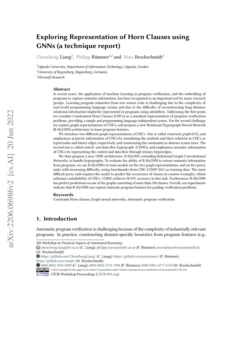 Exploring Representation of Horn Clauses using GNNs (technique report) | DeepAI