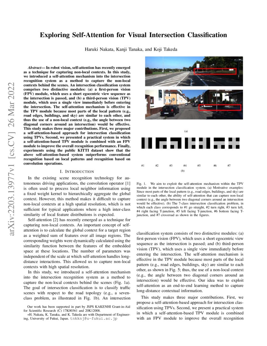Exploring Self-Attention for Visual Intersection Classification | DeepAI