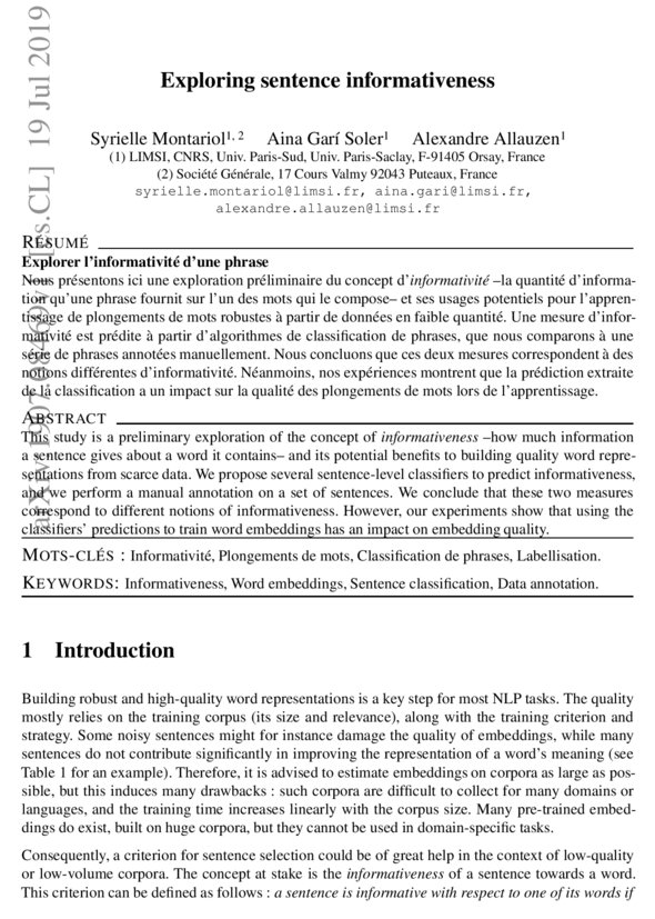 Exploring sentence informativeness | DeepAI