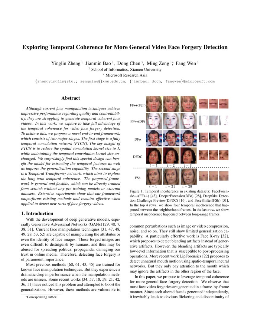 Exploring Temporal Coherence For More General Video Face Forgery Detection Deepai