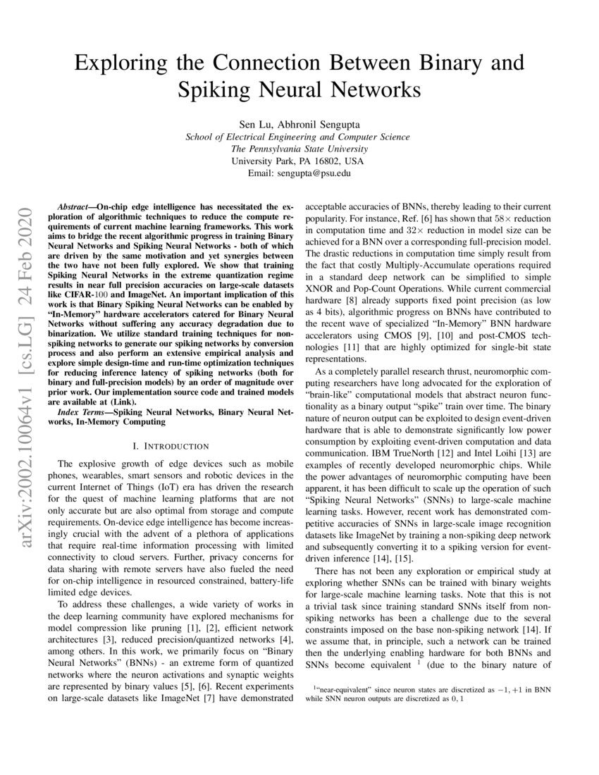 Exploring the Connection Between Binary and Spiking Neural Networks | DeepAI