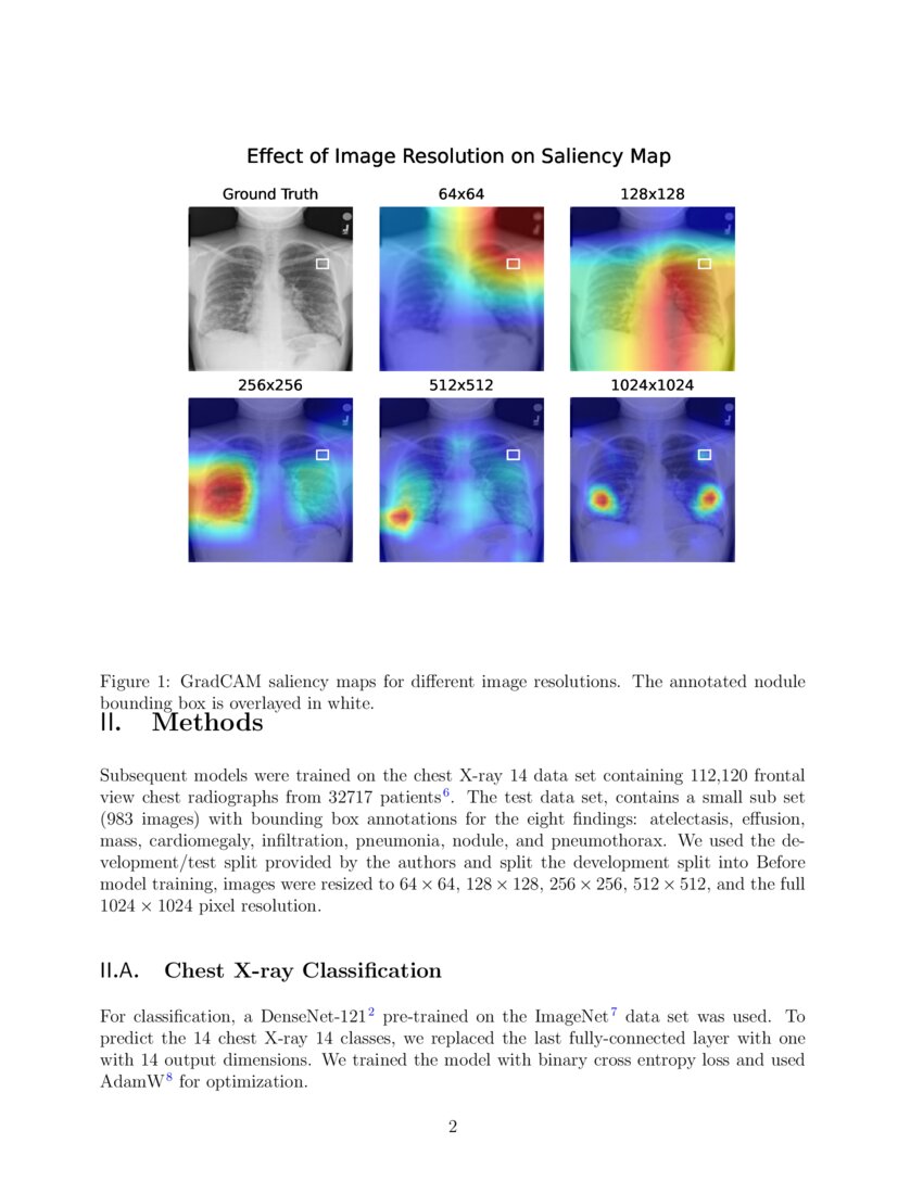 Exploring the Impact of Image Resolution on Chest X-ray Classification Performance | DeepAI