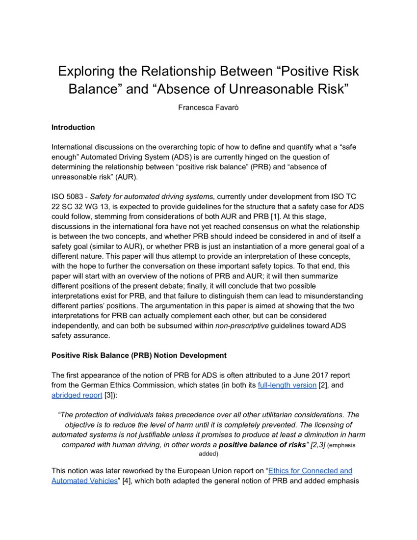 Exploring the Relationship Between "Positive Risk Balance" and "Absence ...