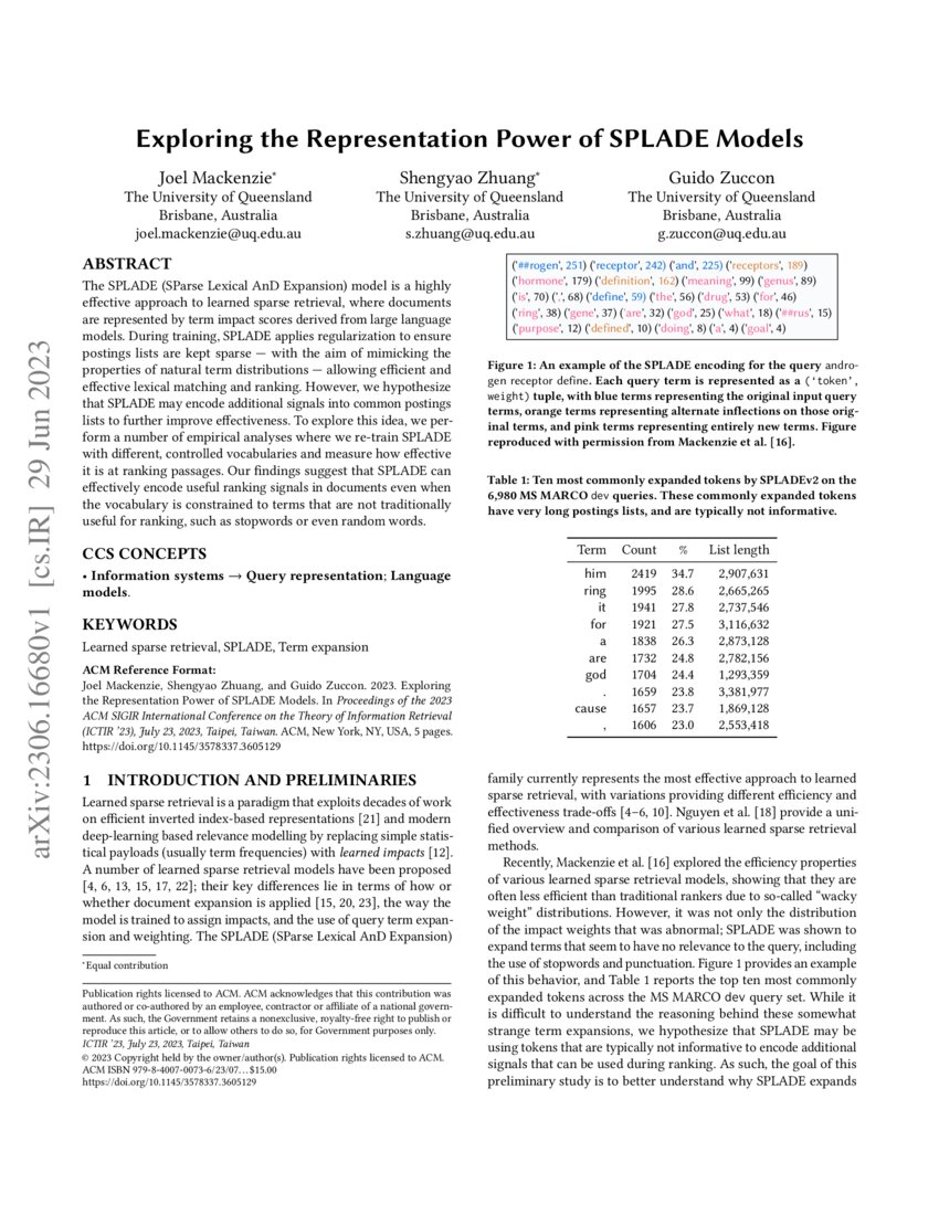 Exploring the Representation Power of SPLADE Models | DeepAI