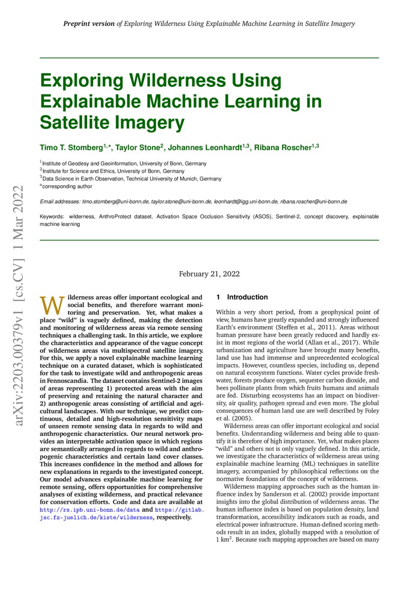 Exploring Wilderness Using Explainable Machine Learning in Satellite ...
