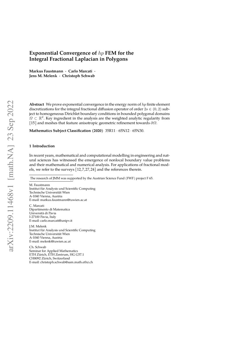 Exponential Convergence Of Hp Fem For The Integral Fractional Laplacian In Polygons Deepai