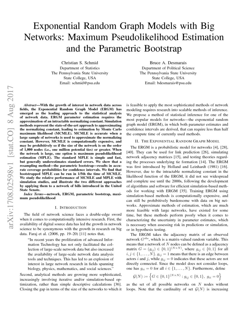 Exponential Random Graph Models With Big Networks Maximum