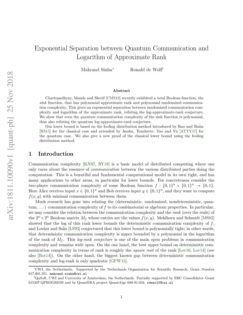 Exponential Separation between Quantum Communication and Logarithm of Approximate Rank | DeepAI