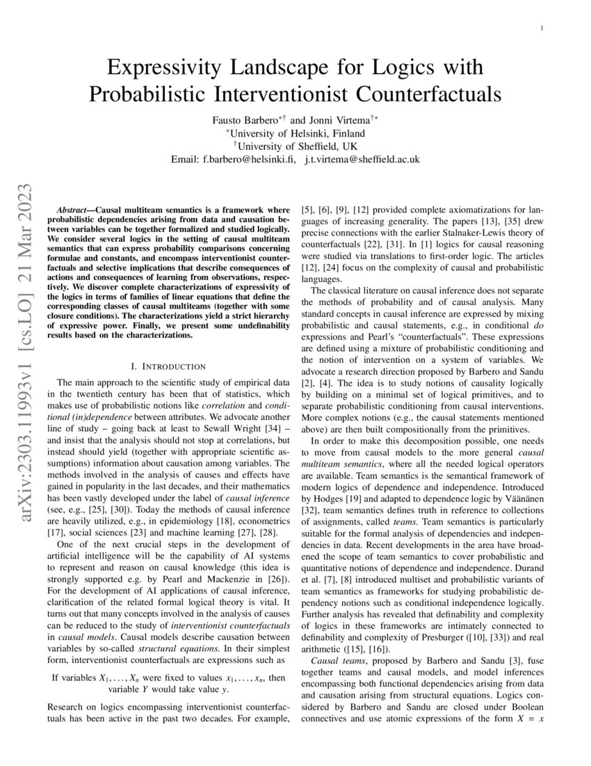 Expressivity Landscape for Logics with Probabilistic Interventionist ...