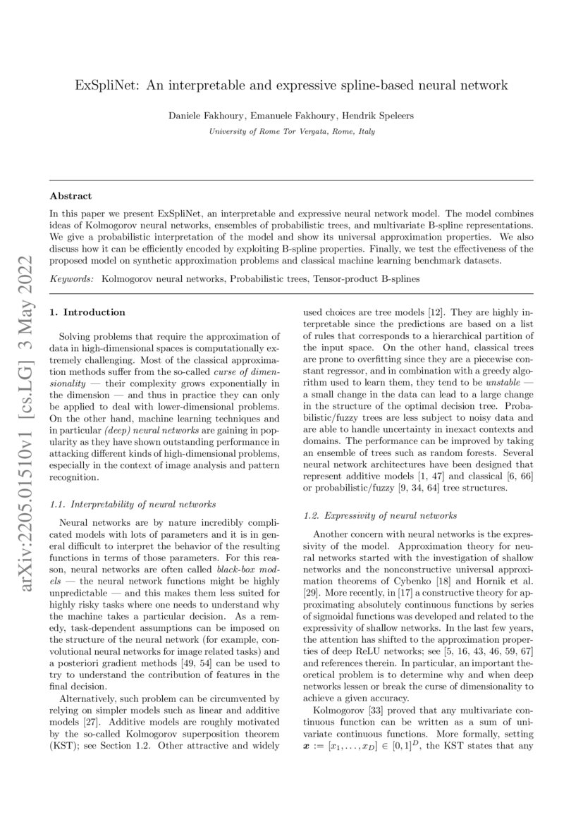 ExSpliNet: An interpretable and expressive spline-based neural network | DeepAI