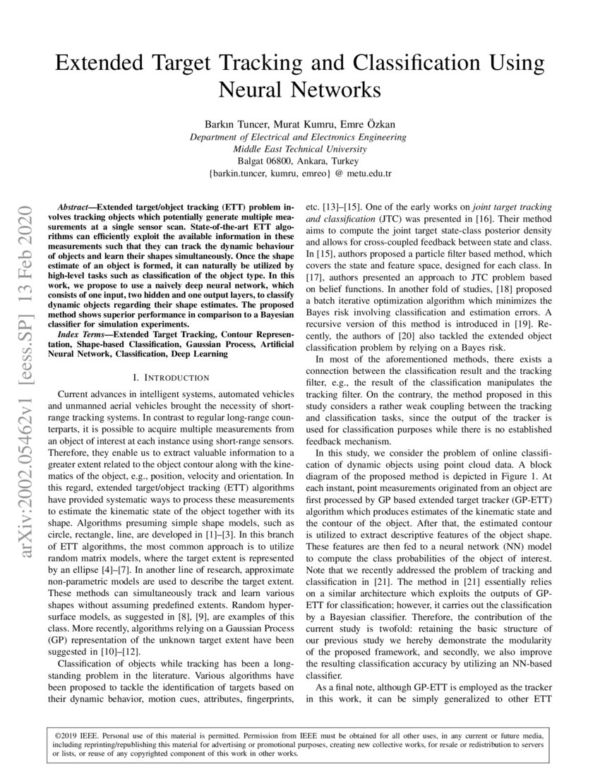 Extended Target Tracking And Classification Using Neural Networks Deepai 6824