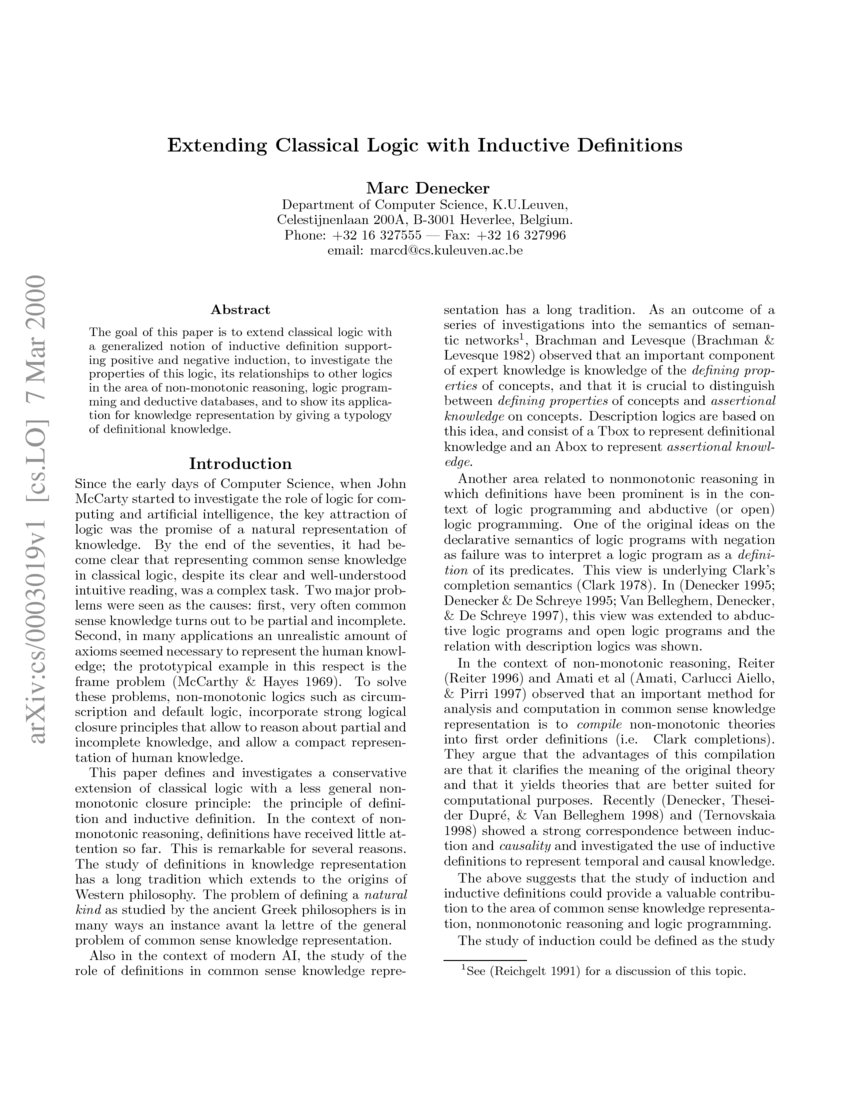 Extending Classical Logic With Inductive Definitions Deepai
