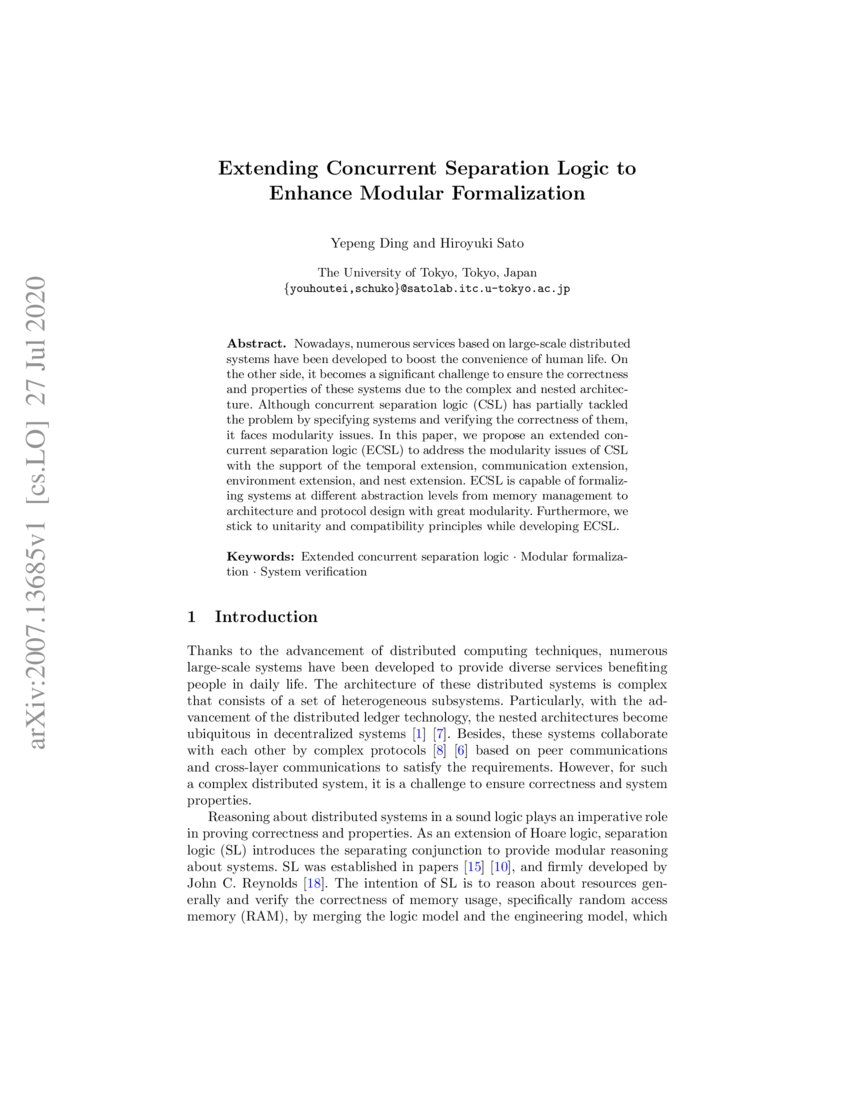 Extending Concurrent Separation Logic To Enhance Modular Formalization Deepai