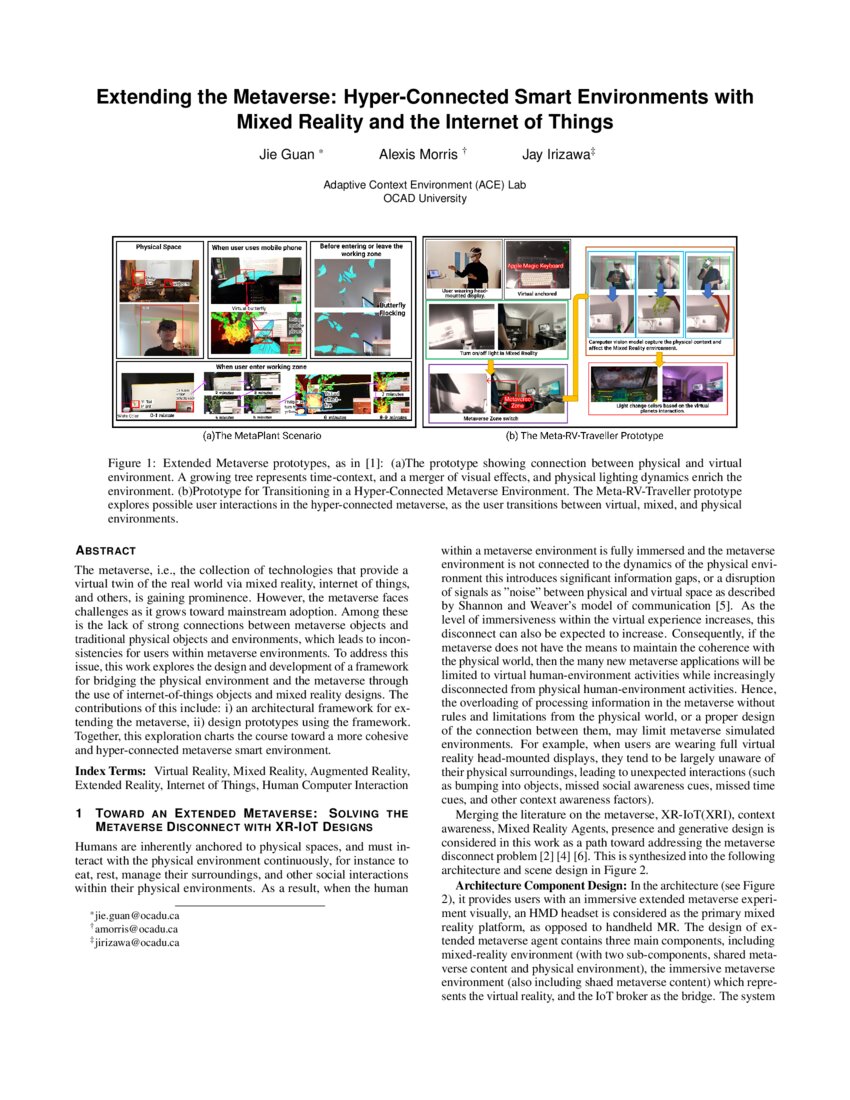 Extending the Metaverse: Hyper-Connected Smart Environments with Mixed Reality and the Internet ...