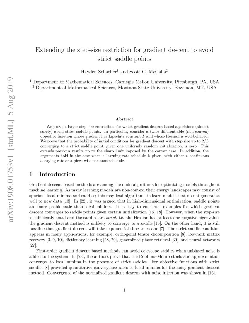 Extending The Step Size Restriction For Gradient Descent To Avoid