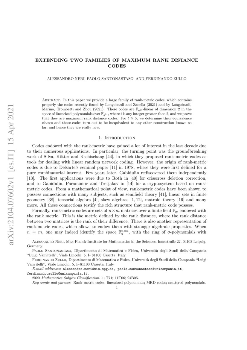 Extending two families of maximum rank distance codes | DeepAI