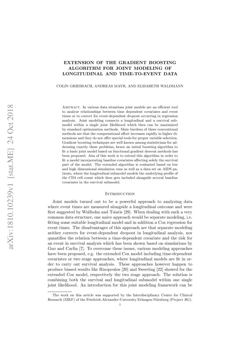 Extension Of The Gradient Boosting Algorithm For Joint Modeling Of
