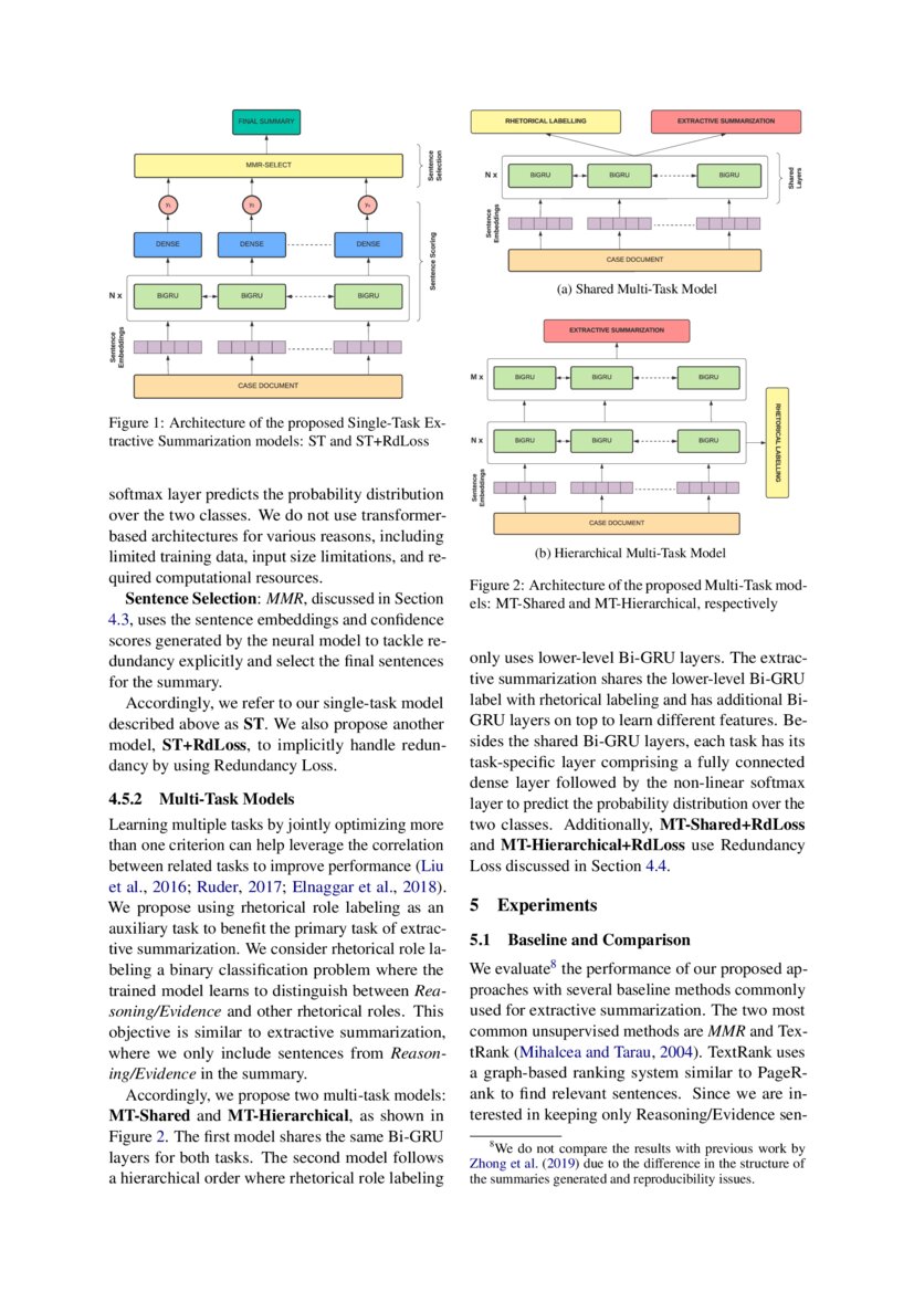 Extractive Summarization Of Legal Decisions Using Multi Task Learning And Maximal Marginal
