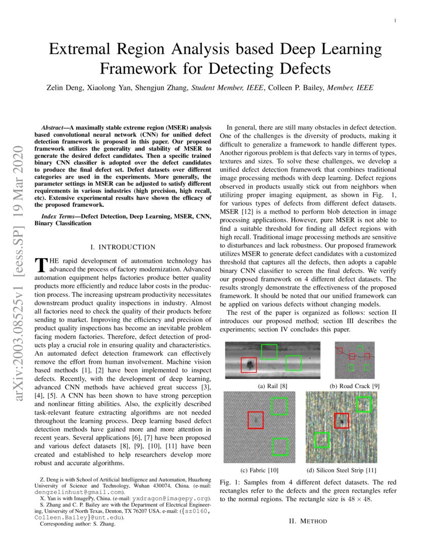 Extremal Region Analysis Based Deep Learning Framework For Detecting Defects Deepai