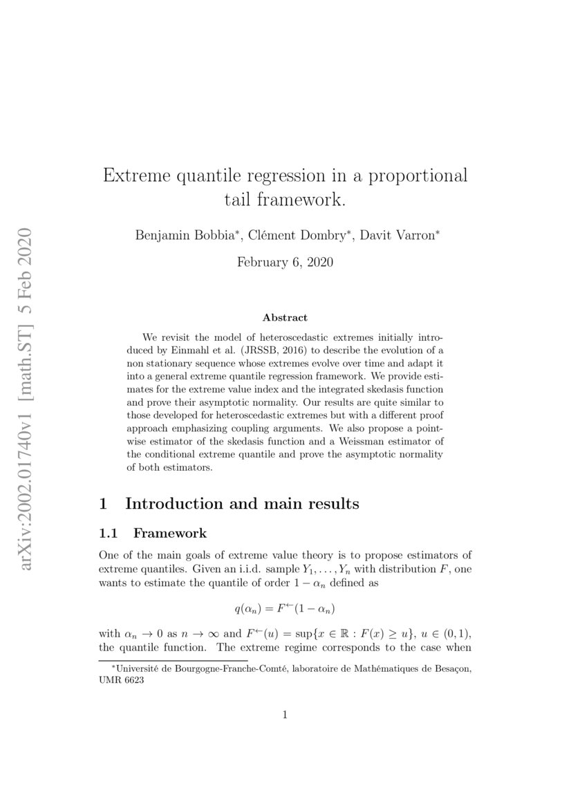 Extreme quantile regression in a proportional tail framework | DeepAI