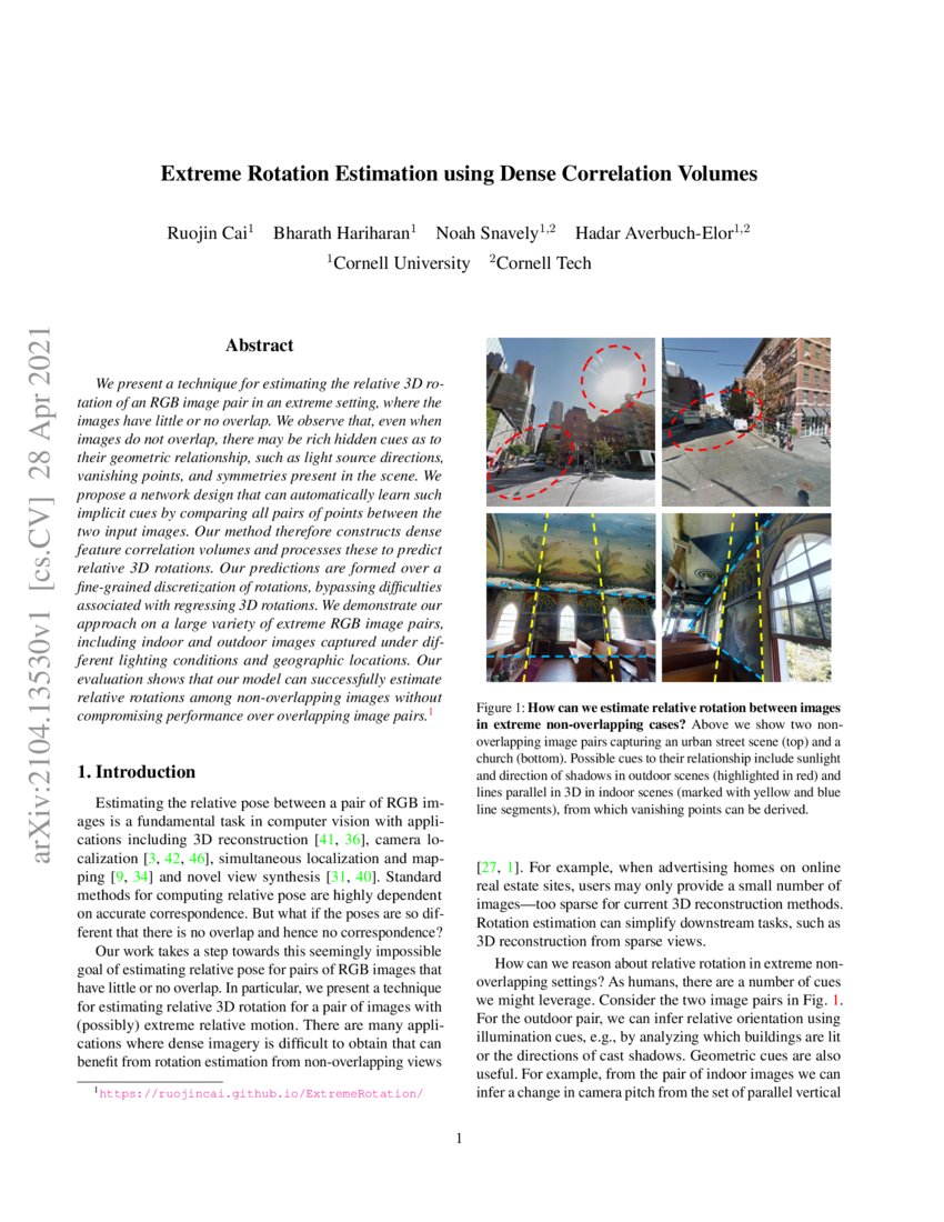 Extreme Rotation Estimation using Dense Correlation Volumes | DeepAI