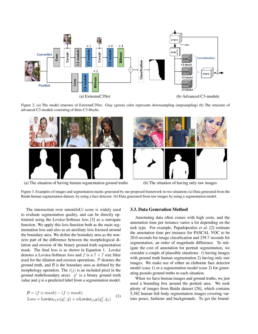 ExtremeC3Net: Extreme Lightweight Portrait Segmentation Networks using Advanced C3-modules | DeepAI