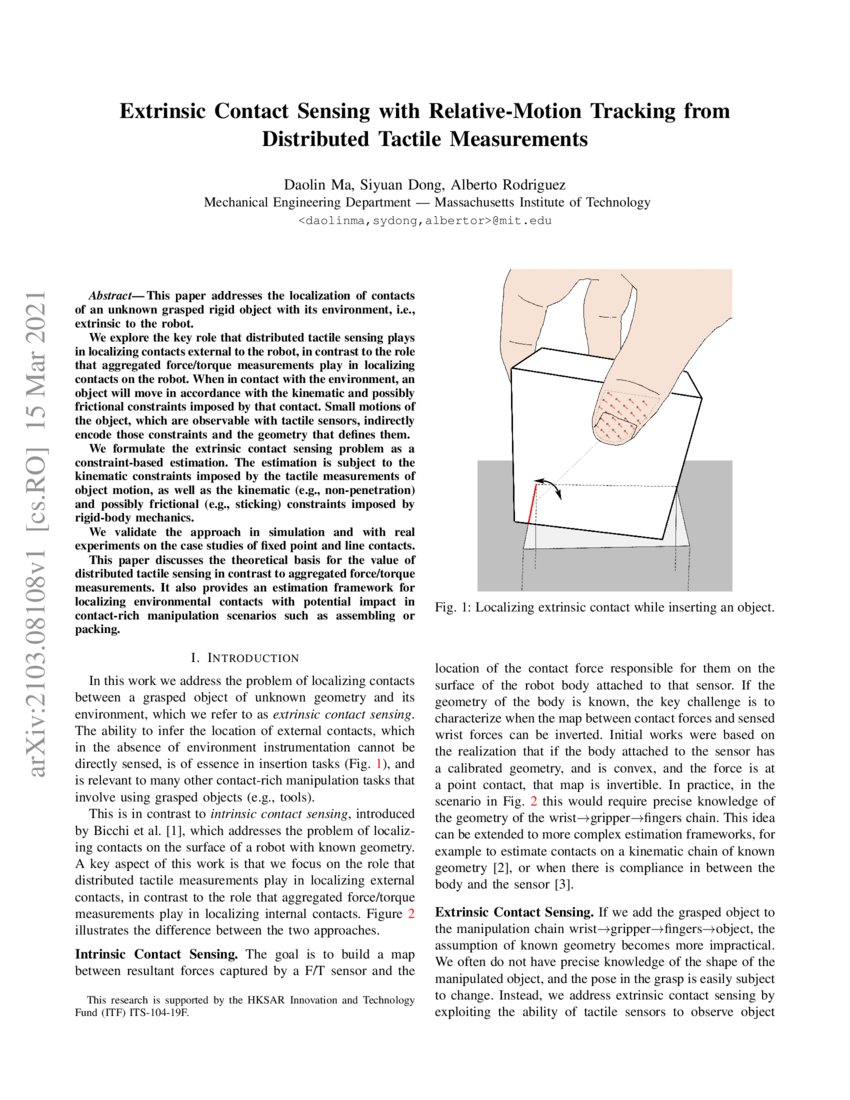 Extrinsic Contact Sensing With Relative Motion Tracking From