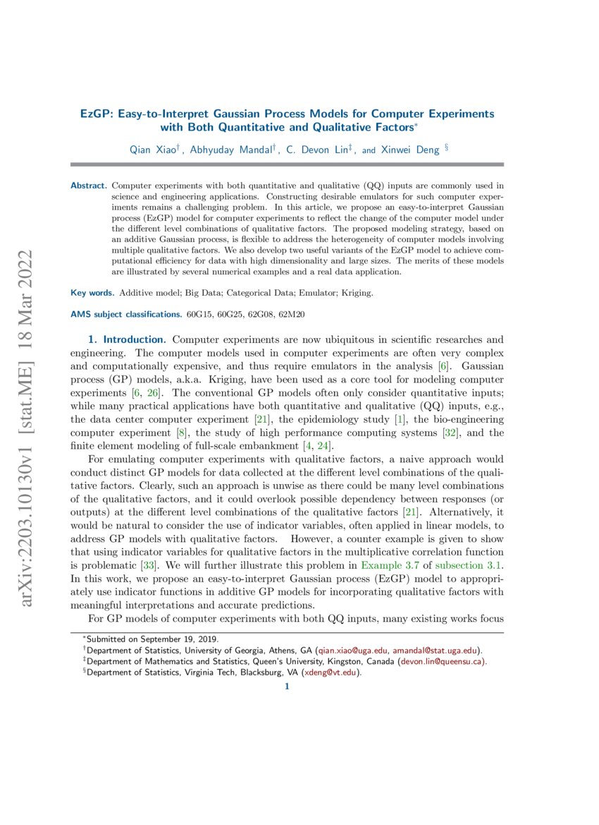 EzGP: Easy-to-Interpret Gaussian Process Models for Computer Experiments with Both Quantitative ...
