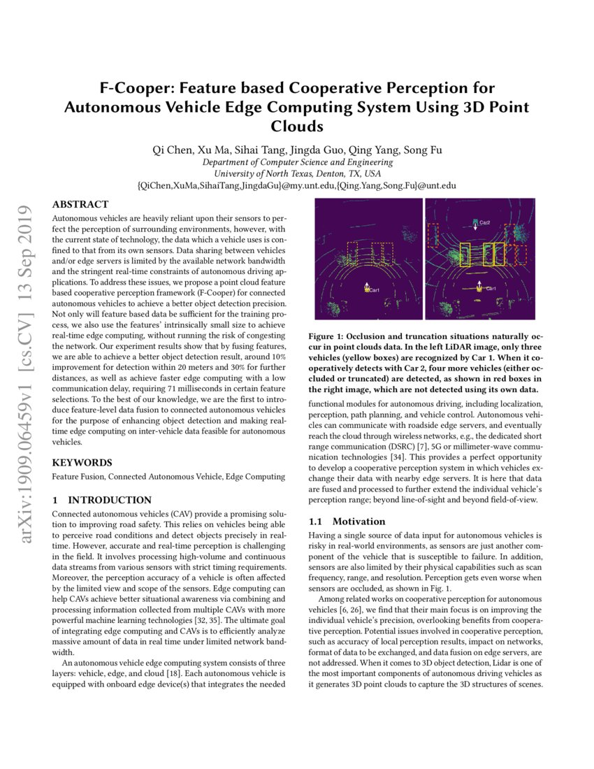 F-Cooper: Feature based Cooperative Perception for Autonomous Vehicle Edge Computing System ...