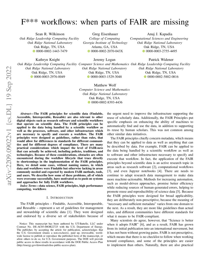 F*** workflows: when parts of FAIR are missing | DeepAI