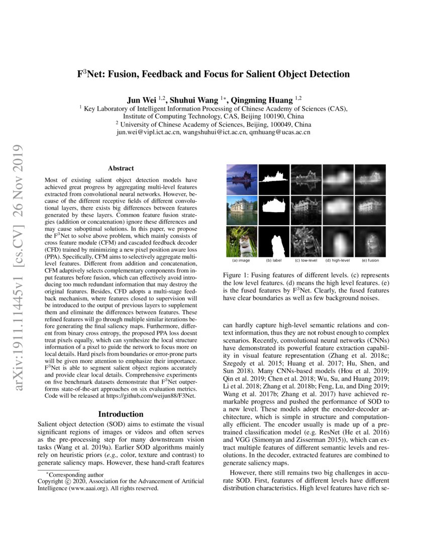 F3net Fusion Feedback And Focus For Salient Object Detection Deepai