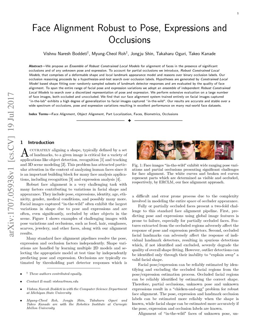Face Alignment Robust to Pose, Expressions and Occlusions | DeepAI