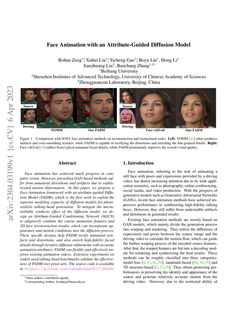 Face Animation with an Attribute-Guided Diffusion Model | DeepAI