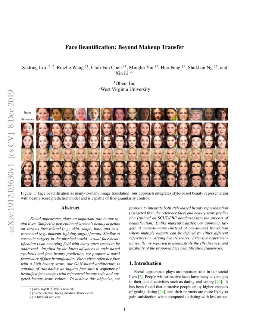 Face Beautification: Beyond Makeup Transfer | DeepAI