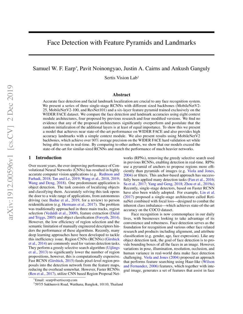 Face Detection with Feature Pyramids and Landmarks | DeepAI